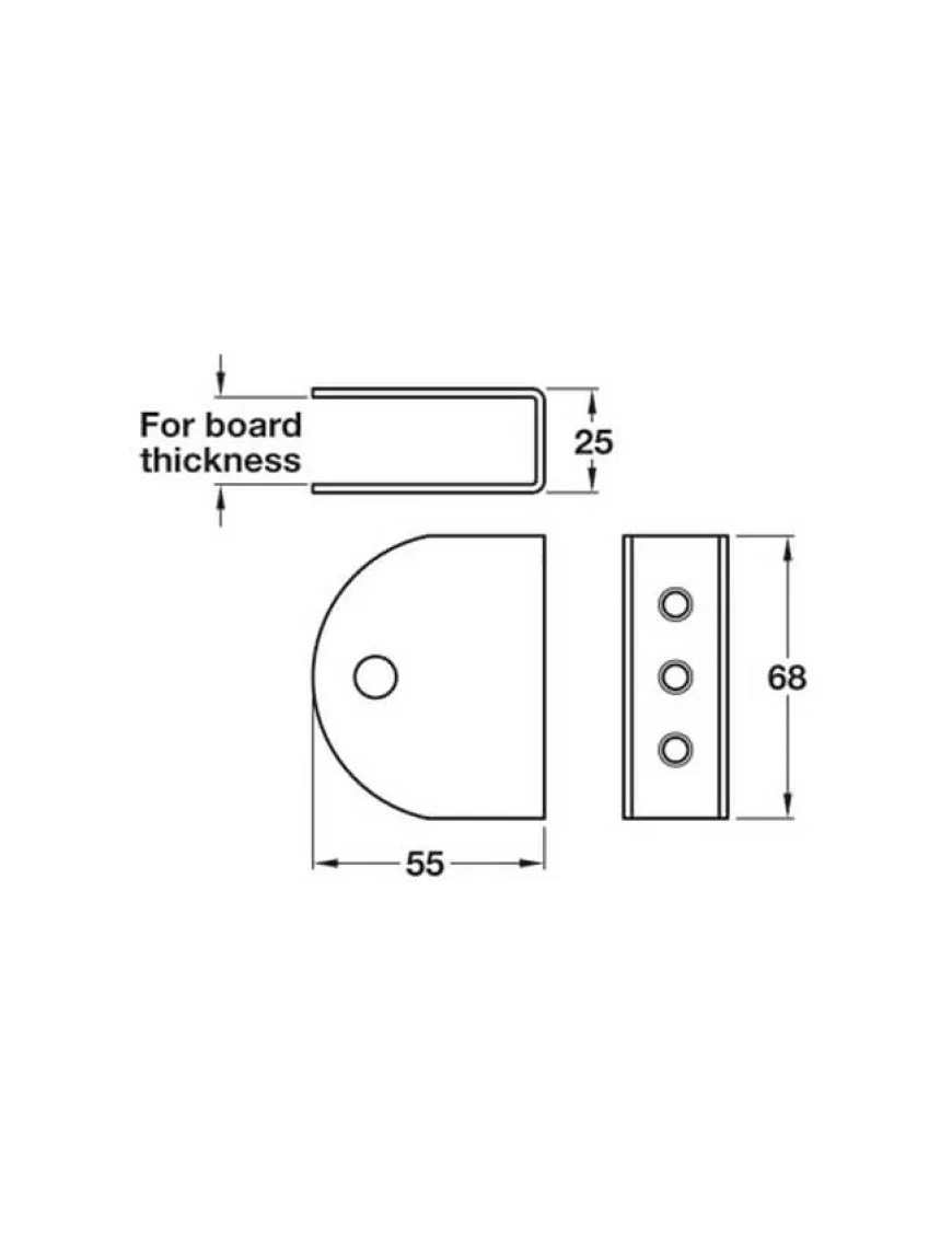 Toilet Cubicle Channel Brackets - Pack of 3